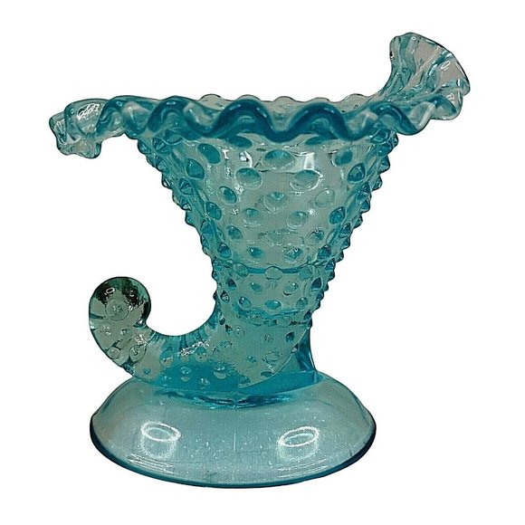 Fenton | Accents | Vintage Fenton Blue Hobnail Glass Cornucopia Horn ...